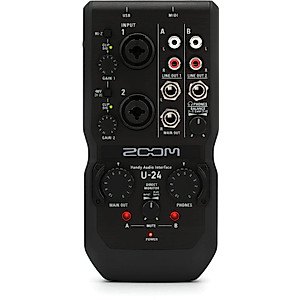 Zoom U-24 Handy Audio Interface, 2-Channel Portable USB Audio Interface, 2 XLR/TRS Combo Inputs, MIDI I/O, RCA Outputs