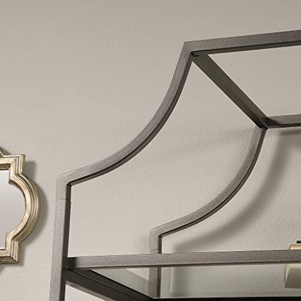 Sauder International Lux 5-Shelf Metal & Glass Display Bookcase, Bronze Finish