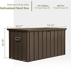 Ditkoko 150 Ourdoor Gallon Deck Box, Waterproof Storage Container with Lockable Lid, Package Delivery Box for Patio Furniture, Patio Cushions, Gardening Tools, Pool and Sports Supplies - Brown