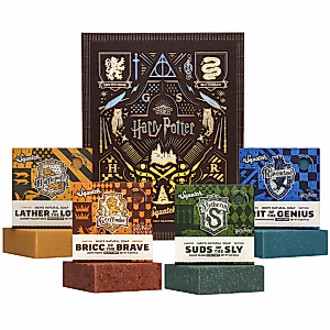 Dr. Squatch Harry Potter Collection with Collector's Box - Men's Natural Bar Soap 4 Pack Bundle and Collector's Box - Soap inspired by Gryffindor, Slytherin, Ravenclaw, and Hufflepuff