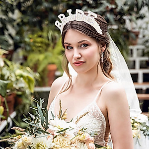 Casoty Pearl Hairband and White Bridal Veil, for Wedding, Bridal Shower, Prom, Pageant, Birthday, Halloween, Valentine's day or other Special Occasions, One Size, Hairband, by Casoty