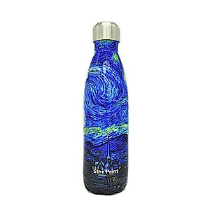 Star Print Bottle, Van Gogh The Starry Night, Double Wall Vacuum Insulated Stainless Steel Water Bottle, 17 oz