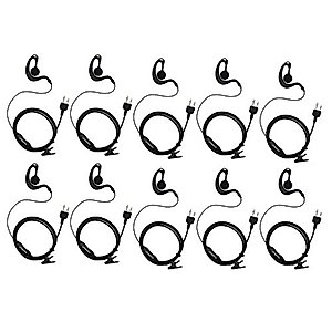 GoodQbuy 10Pcs G Shape Clip-Ear Walkie Talkie Headset Earpiece with Mic is Compatible with Midland LXT118 GXT1000VP4 LXT500VP3 LXT600VP3 LXT380 2-pin