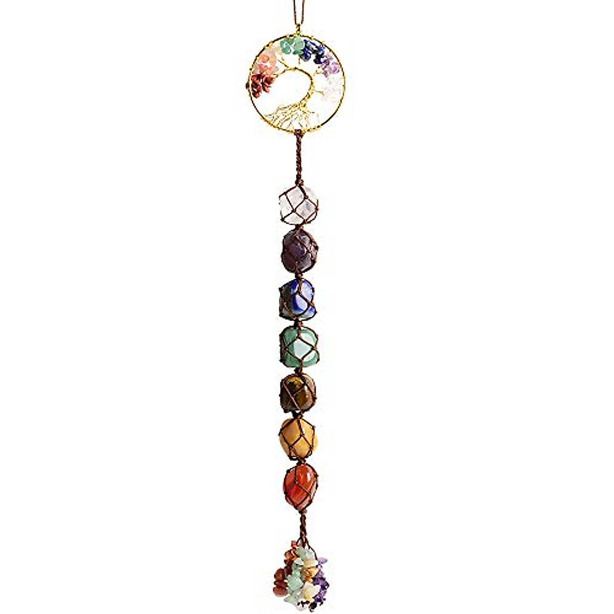 7 Chakra Stone Healing Crystal Tree of Life Wall Hanging Home Interior Decoration，Window Decoration，Yoga Meditation