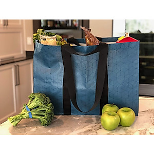 Foremost Reusable Bag 70003 Heavy Duty Square Pattern Multi Purpose Tote, Extra Large, Blue