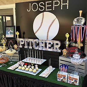 24 PCS Baseball Cupcake Toppers Glitter Baseball Players Sports Theme Cupcake Picks Baseball Sport Theme Baby Shower Kids Birthday Party Cake Decorations Supplies