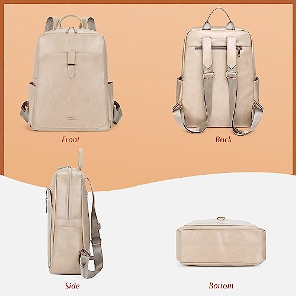 UBAYMAX PU Leather Women Backpack Casual Shoulder Bag Fashion Ladies Daypacks Travel Backpack 14 INCH Laptop Backpack