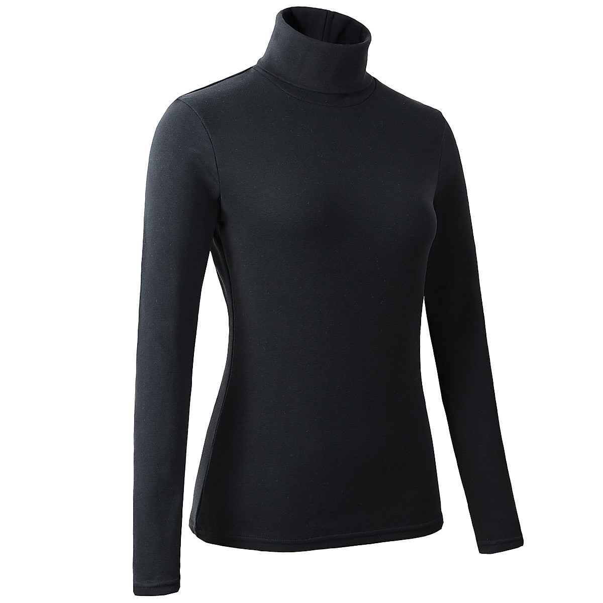 HieasyFit Women's Cotton Basic Thermal Turtleneck Pullover Top Black M