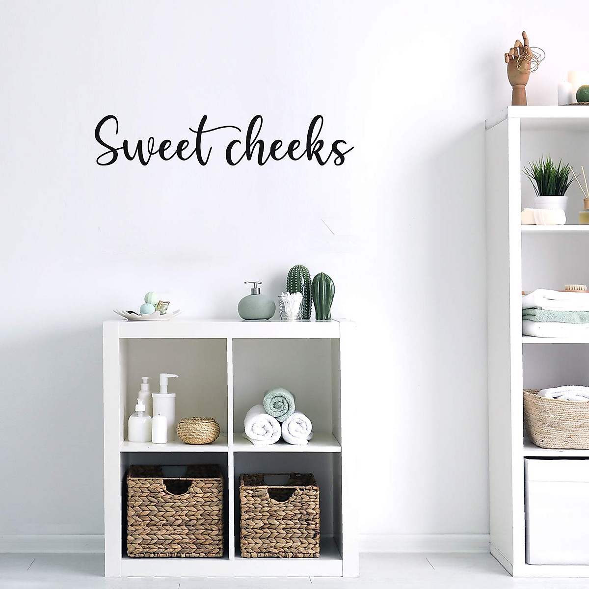 Vinyl Wall Art Decal - Sweet Cheeks - 6 x 30" - Trendy Cute Sarcastic Funny Joke Quote Sticker for Bedroom Closet Bathroom Office Business Store Coffee Shop Gym Restroom Decor (Black)