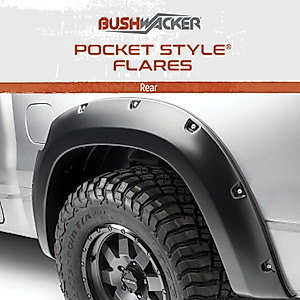 Bushwacker Pocket/Rivet Style Rear Fender Flares | 2-Piece Set, Black, Smooth Finish | 50018-02 | Fits 2002-2008 Dodge Ram 1500 w/ 6.4' Bed; 2003-2009 Ram 2500 w/ 6,4' Bed, 3500 w/ 6.4' or 8.2' Bed