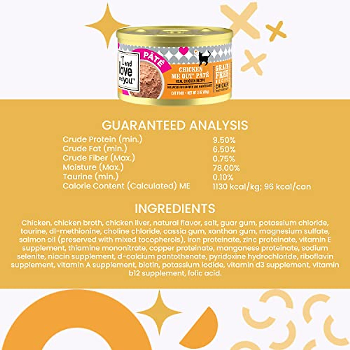 "I and love and you" Naked Essentials Canned Wet Cat Food, Chicken Me Out Pâté, Chicken Recipe, Grain Free, Real Meat, No Fillers, 5.5 oz Cans, Pack of 12 Cans