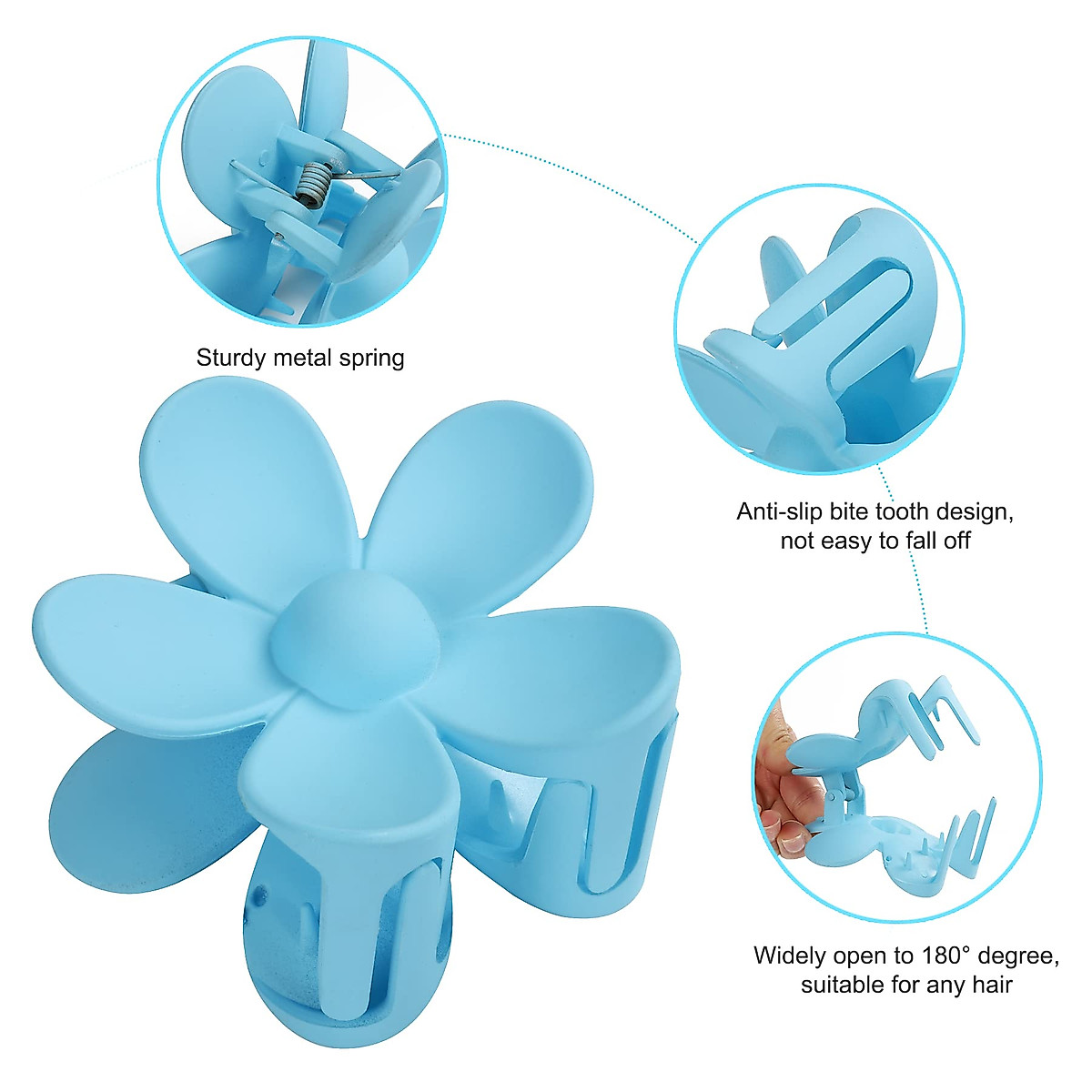 Tyfthui 8 Pieces Flower Hair Clips, Matte Daisy Hair Claw Clips, 8 Colors Cute Hair Clips, Non-Slip Strong Clips for Women's Thick and Thin Hair, Women's Hair Accessories, Gifts for Girls (Color A)