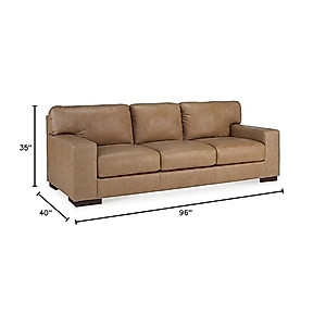 Signature Design by Ashley Lombardia Contemporary Leather Match Sofa, Light Brown