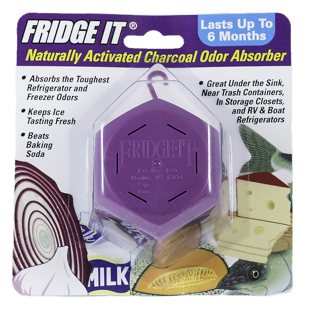 Innofresh Fridge-It- Refrigerator Deodorizer, Odor Absorber and Air Freshener- 1 Pack. Natural Activated Charcoal and Fragrance Free, Lasts up to 6-Months