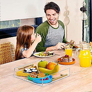 NIUBEE Clear Serving Tray 12x16 Inches -Spill Proof- Acrylic Decorative Tray Organiser for Ottoman Coffee Table Countertop with Round Handles