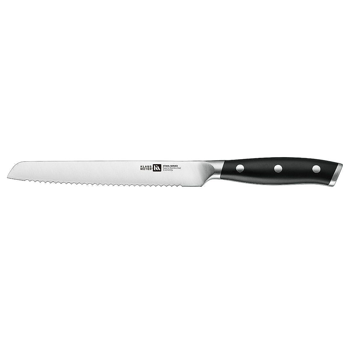 Klaus Meyer Stahl High Carbon Exclusive German Steel 6 inch Utility Serrated Knife (Black)