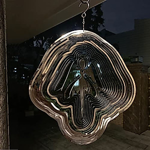 DJUAN Angel Wind Spinners for Yard and Garden Decor Angel Gifts for Women Wind Spinner Outdoor Metal Large Angels Figurines Hanging Wind Spinners Kinetic Art Lawn Ornaments