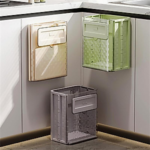 Foldable Hanging Trash Can,2024 New Hanging Kitchen Trash Can, Foldable Waste Bin for Kitchen, Collapsible Hang Small Plastic Garbage Can for Cabinet/Car/Bedroom/Bathroom(Gray)