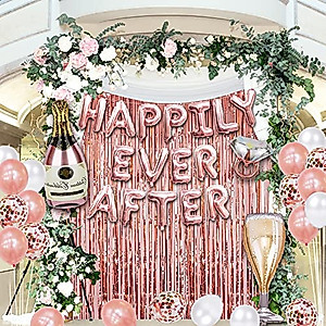 Bridal Shower Decorations Rose Gold Wedding Decorations Wedding Signs Just Married Decorations Happily Ever After Balloons Sign Bachelorette Banner Engaged Banner Bridal Party Decorations Decor
