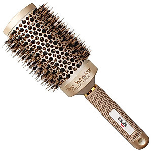 Baasha Hair Brush, Large 3 Inch Round Brush with Boar Bristle, Vented Ceramic Barrel, for Long Hair, Curly Hair, Salon Quality, 1 Count