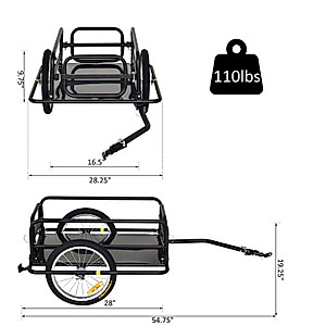 Newest Model Cargo Trailer Bike Basket Storage Travel Luggage Walking Camping Wanderer Cart Carrier 2 Wheel, Shopping Rack Bicycle Rear