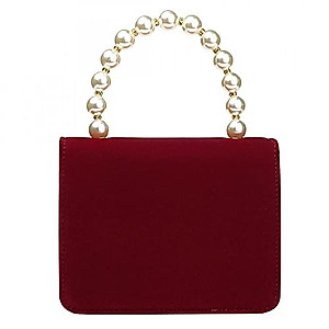 Evening Purses and Clutches Velvet Crossbody Handbag Shoulder Bag Evening Handbags with Pearl Top Handle (Black)