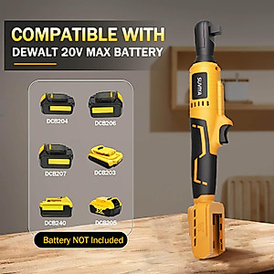 3/8" Cordless Ratchet Wrench Compatible With Dewalt 20V MAX Battery, 74Ft-Lbs Brushless Motor Power Ratchet Wrench with 1/4" Adapter, Power Electric Ratchet drive (Tool Only)
