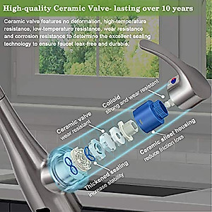 Motion Sensor Automatic Kitchen Faucet Touchless, monbar Pull Down Single Handle One/3 Hole 3 Setting Sprayer Brushed Nickel Solid Brass Kitchen Faucets Spot Free Lead-Free