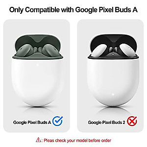 JAKPAK Compatible with Google Pixel Buds A Case Cover [Front LED Visible] Shockproof Protective Case with Keychain Secure Lock Design Hard PC Case Cover for Pixel Buds A 2021 Black