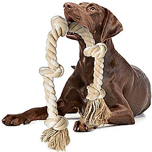 Fida Dog Rope Toys for Large/Medium Aggressive Chewers, Tough Rope Chew Toy, 3 Feet 5 Knots Indestructible Natural Cotton Rope, Tug of War Dog Pull Rope Teeth Cleaning