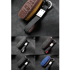 Alcantara Leather Key Case Cover Fit for Aston Martin DB11 DBS Superleggera (Black)