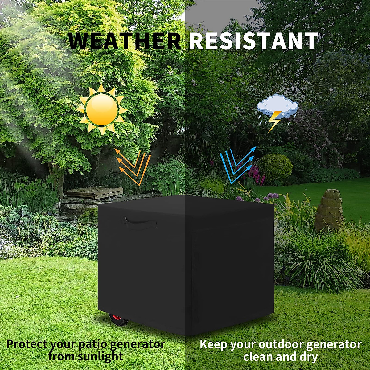 Easy-Going Outdoor Generator Cover 32x24x24 inch Waterproof UV Resistant Universal Generator Cover, Black