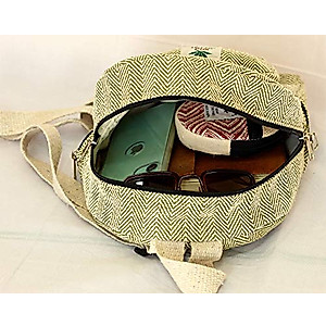 Eco Friendly Mini Backpack For women Handmade Hemp Backpack For Women organic Beautiful Small Backpack (LIGHT GREEN)