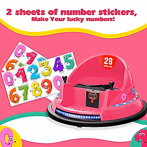 ROOMTEC Bumper Car for Toddlers 1-3, 12V Toddler Bumper Car with Remote Control, Safety Certified, Flashing Lights Music & 360 Degree Spin for Birthday (6V, Pink)