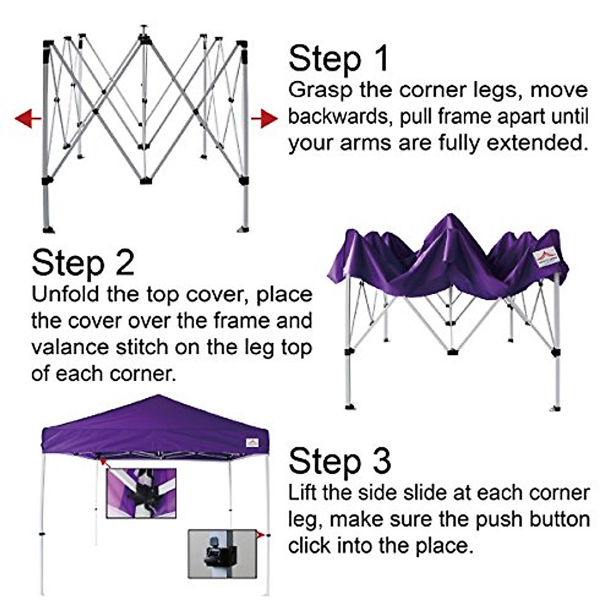 UNIQUECANOPY 10'x10' Ez Pop Up Canopy Tent Commercial Instant Shelter, with 4 Removable Zippered Side Walls and Heavy Duty Roller Bag, 4 Sand Bags White