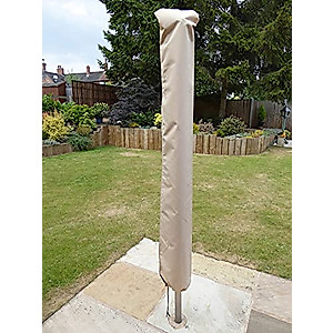 UK-Gardens Waterproof Umbrella Cover and Rotary Washing Line Cover for 3 Meter or 2.7 Meter Parasols - Water Proof Garden Furniture Cover (Beige)