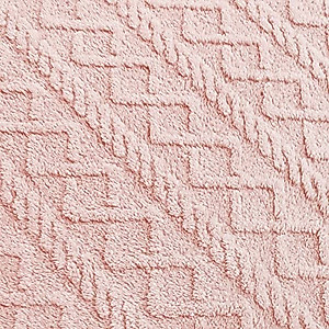 Whale Flotilla Jacquard Fuzzy Fleece Fluffy Throw Blanket for Couch Sofa(50x70 Inch), Velvet Microfiber Throw, Warm and Soft Throw Blanket for All Season, Pink