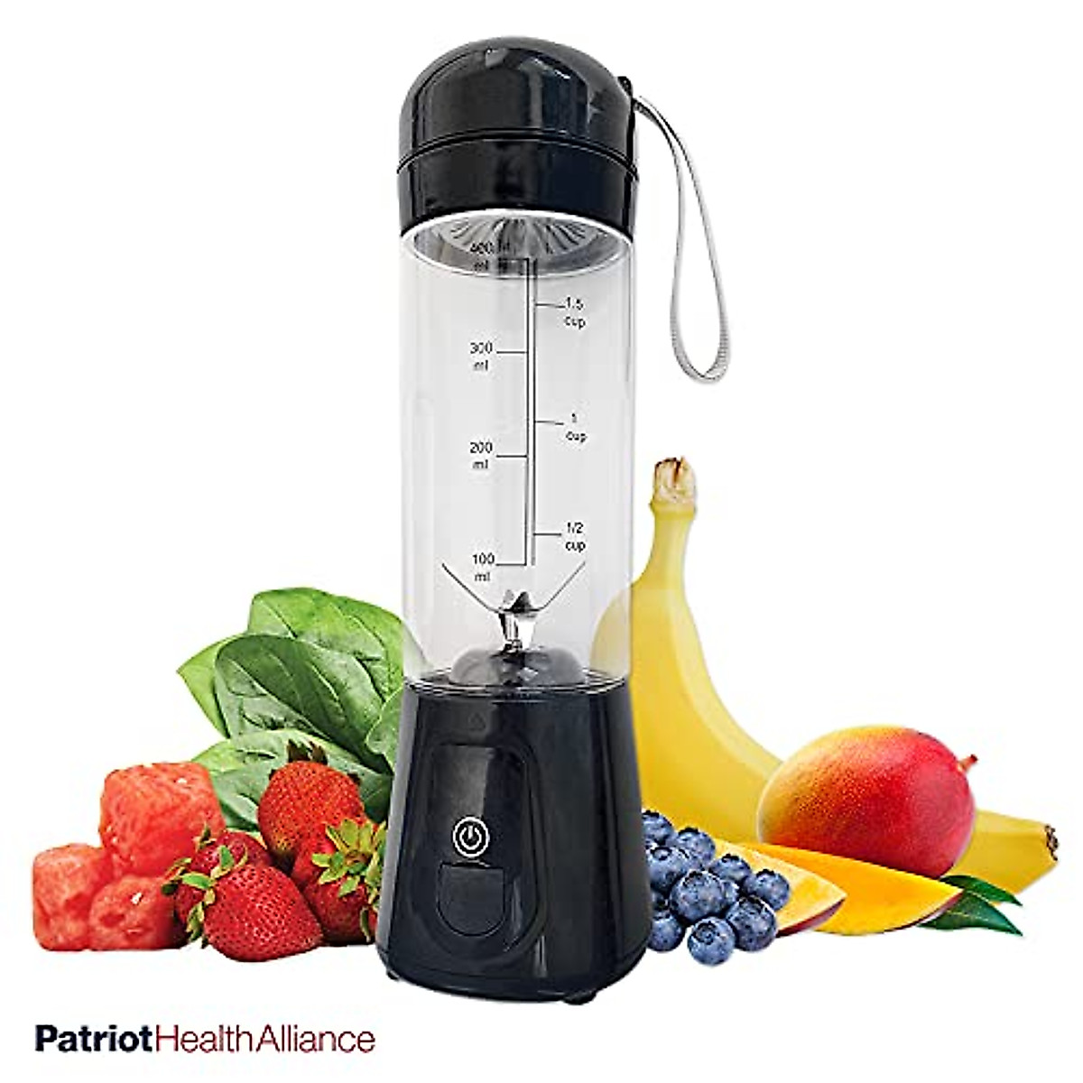 PATRIOT HEALTH ALLIANCE Patriot Power Blender, Portable, Cord-Free USB Rechargeable Mini Blender, Make Smoothies, Protein Shakes, Slushies for Kids & Margaritas On-The-Go, Ideal for Travel, Gym, Camping