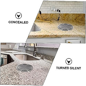 TOGEVAL Stainless Steel Recessed Lid Tabletop Recessed Cover Trash Lid Trash Can Bin Lid Kitchen Supply Trash Grommet Hidden Trash Can Lid Flap Garbage Can Cover 430 Stainless Steel Silver