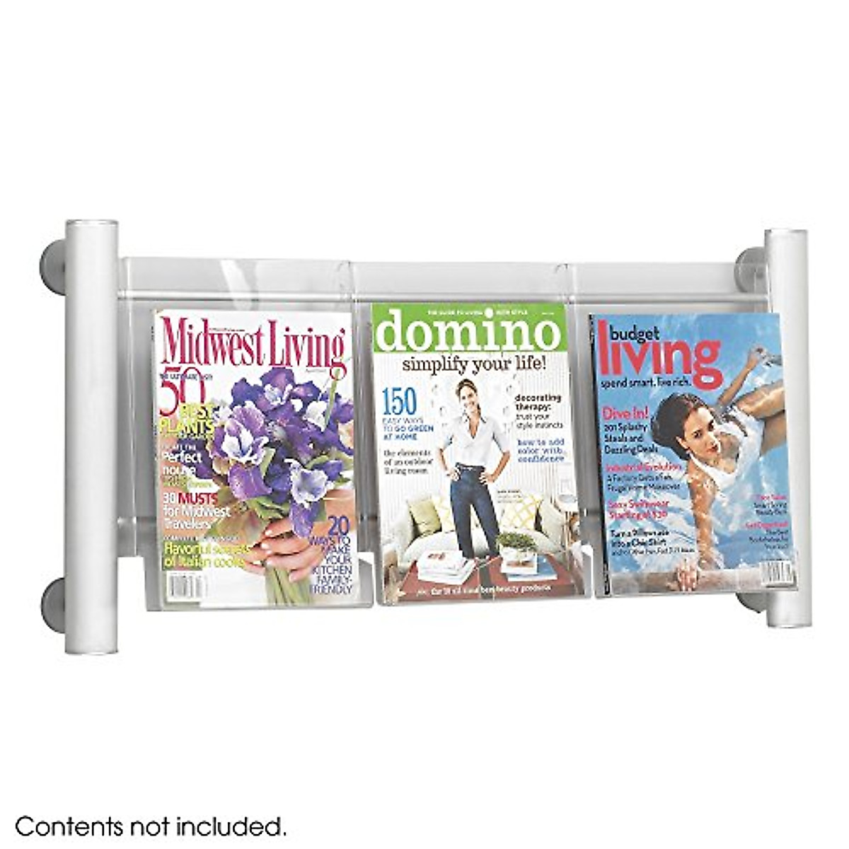 Safco Products 4133SL Luxe Magazine Rack, 3 Pocket, Silver