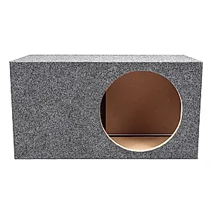 QPower 15 Inch Heavy Duty Single Vented Carpet Covered Durable Car Audio Extra Large Vehicle Subwoofer Enclosure Woofer Box, Charcoal Gray