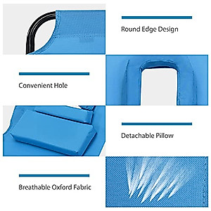 Tangkula Folding Chaise Lounge Chair with Hole for Face, Outdoor 5-Position Adjustable Reclining Beach Sunbathing Chair, Portable Face Down Tanning Chair for Patio Backyard Poolside Beach (1, Blue)