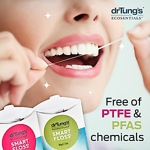 DrTung's Smart Floss - Natural Floss, PTFE & PFAS Free Floss, Gentle on Gums, Expands & Stretches, BPA Free Floss - Natural Dental Floss Cardamom Flavor (Pack of 6)