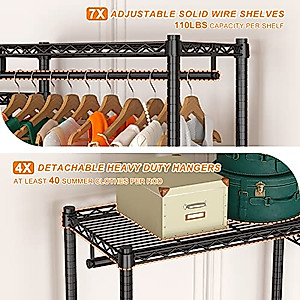 Raybee Clothes Rack for Hanging Clothes Rack Heavy Duty Clothing Rack Load 840 LBS Metal Clothing Racks for Hanging Clothes Rack Heavy Duty Adjustable Wire Garment Rack 76.8" H x 68.8" W x 16.8" D