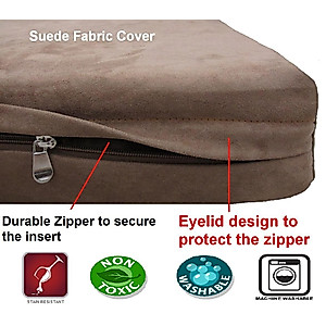 Dogbed4less DIY Pet Bed Pillow Brown Microsuede Duvet Cover and Waterproof Internal case for Dog at 55X37X4 Inch - Covers only
