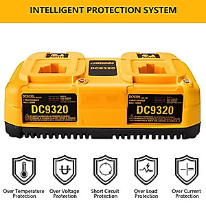 YEX-BUR 7.2V-18V Dual Battery Charger DC9320 Replacement for Dewalt 18V 14.4V 12V 9.6V 7.2V NiCd NiMh XRP Battery DC9098 DC9099 DW9099 DC9096 DW9094 DW9072 DW9062 DW9057 Fast Charger