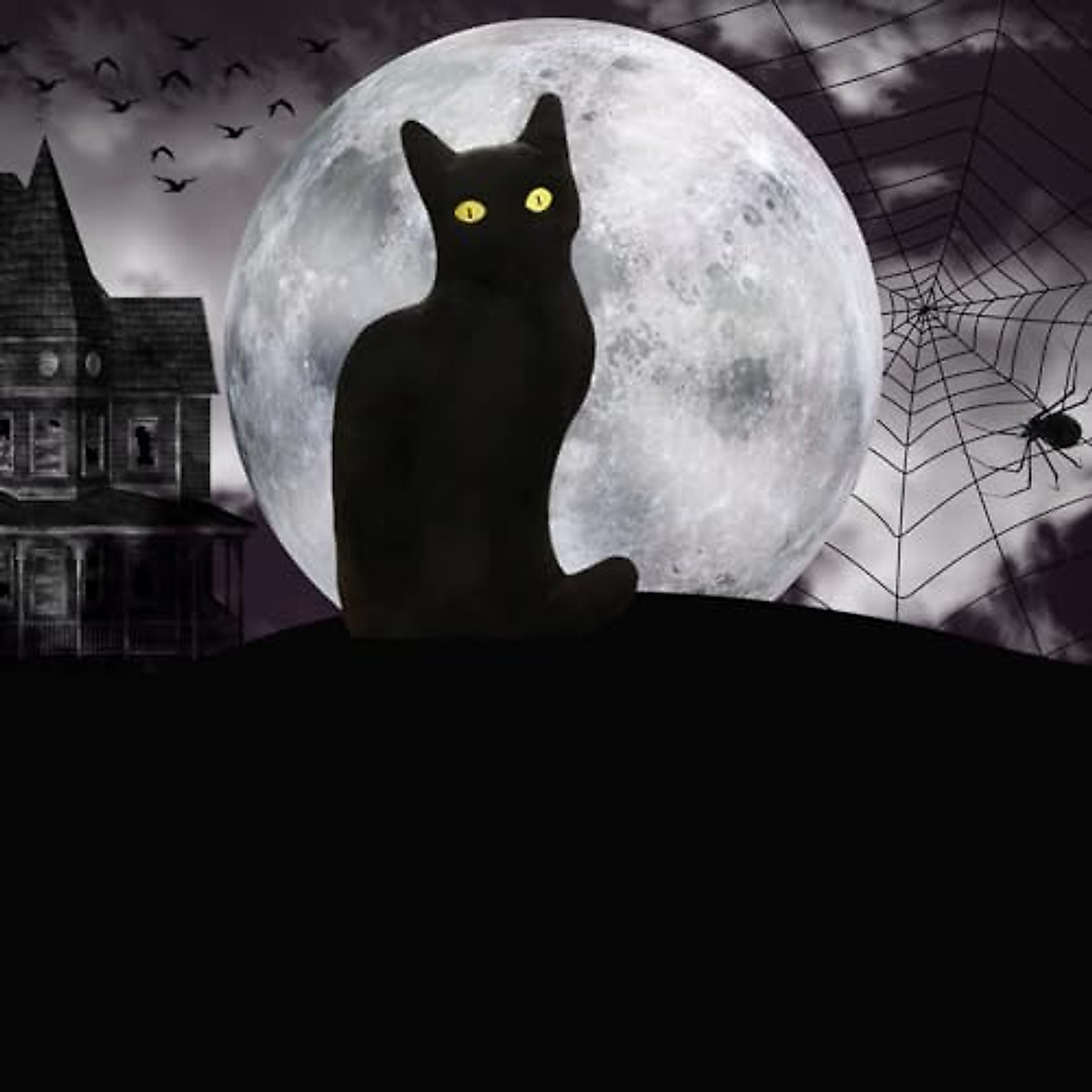 Zen Living Pro Black Plush Cuddle Cat Shaped Throw Pillow – Cute Fluffy Stuffed Long Animal Plushies, Life Size Spooky Cushion, Realistic Halloween Gothic Boho Decor Gift