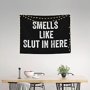 Haebfsl 29x37in Aesthetic Trippy Smells Like Slut In Here Tapestry For Bedroom And Living Room Decor