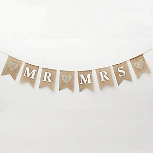 FQTANJU MR and MRS Burlap Flag, Linen, Natural fiber, Environmental, Protection, 8 Pcs Flag / Set.