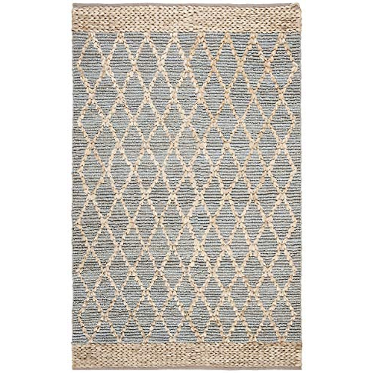 SAFAVIEH Natural Fiber Collection 5' x 8' Light Blue NF951L Handmade Boho Moroccan Trellis Jute Area Rug